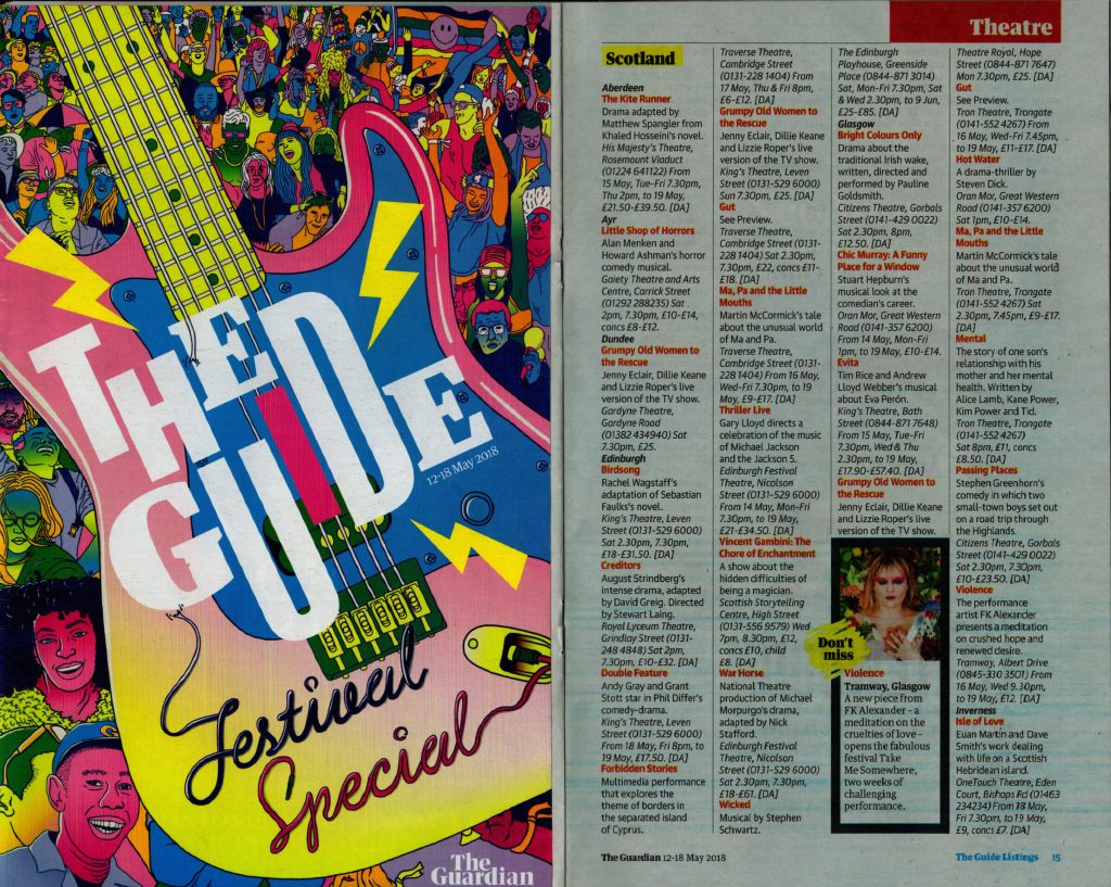 The Guardian, Top Pick, Tramway, Glasgow, Violence – FK Alexander